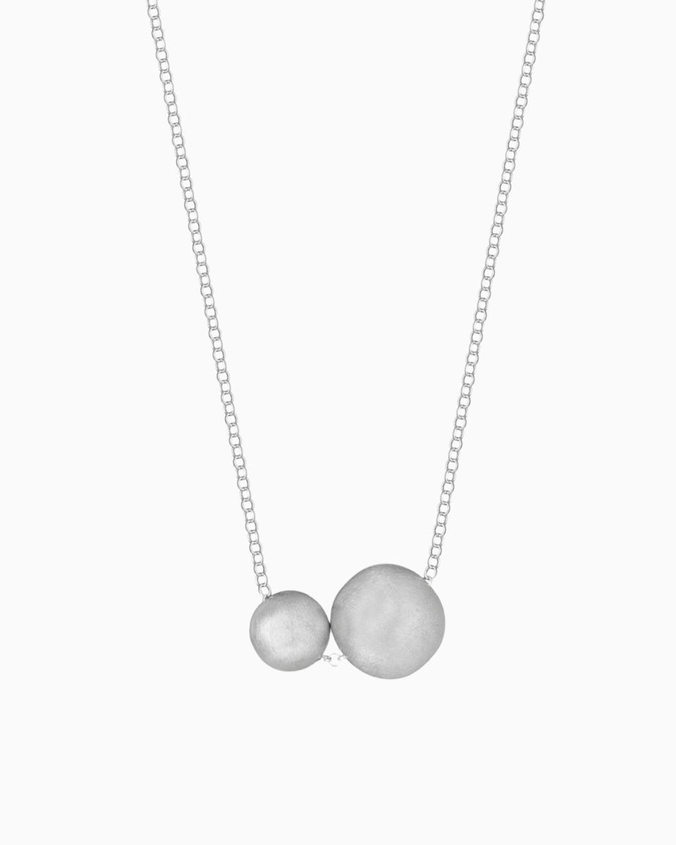Double Sphere Silver Necklace – Layana London